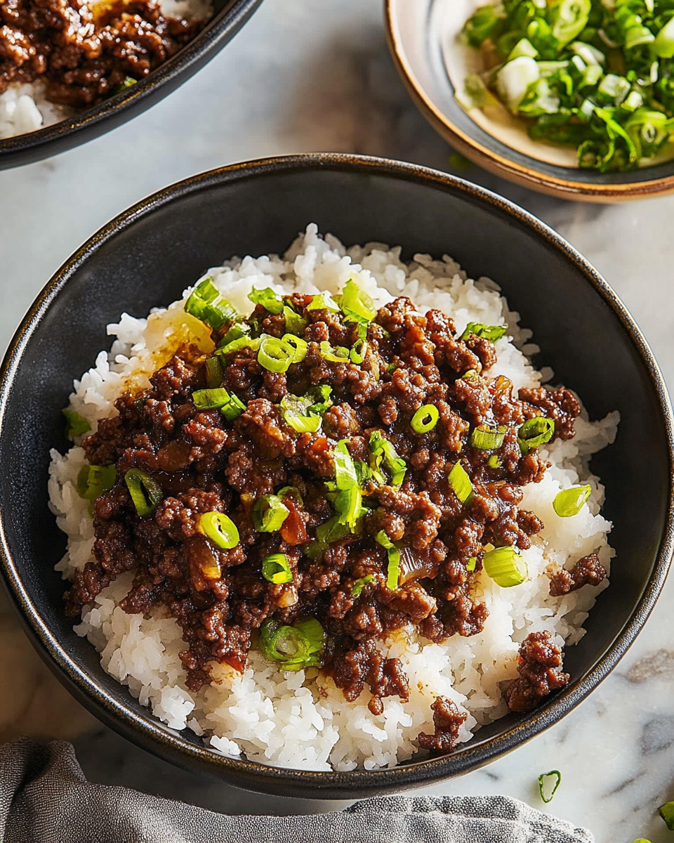 Korean Ground Beef And Rice Bowls